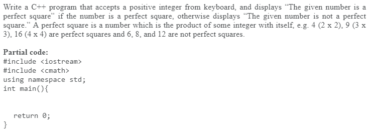 Solved Write a C++ program that accepts a positive integer | Chegg.com
