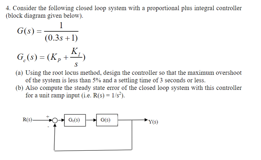 Solved 4. Consider the following closed loop system with a | Chegg.com