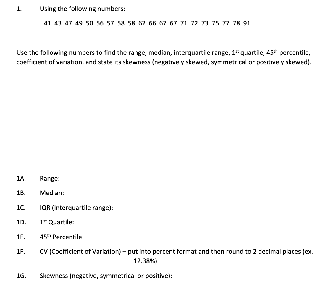 Solved 1. Using the following numbers: | Chegg.com