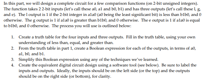 Solved In this part, we will design a complete circuit for a | Chegg.com