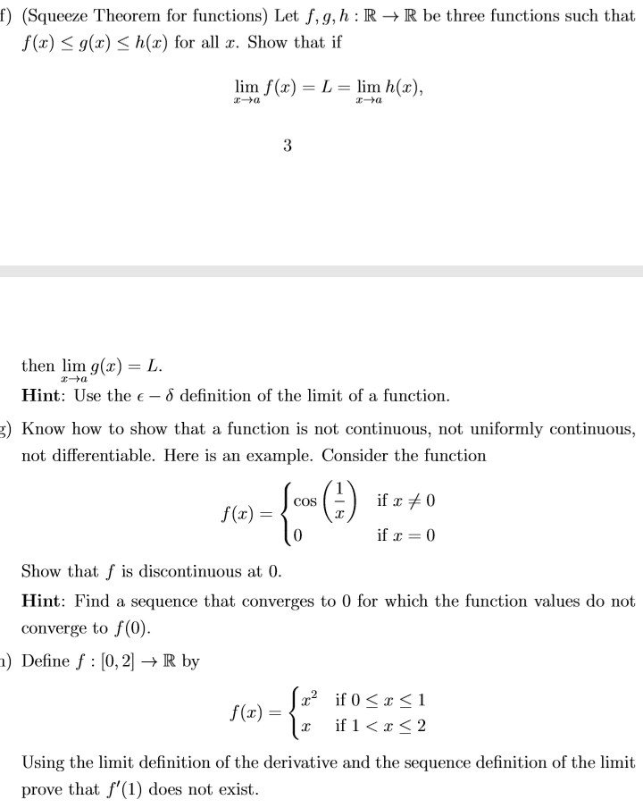 Solved f) (Squeeze Theorem for functions) Let f, g, h: RR be | Chegg.com