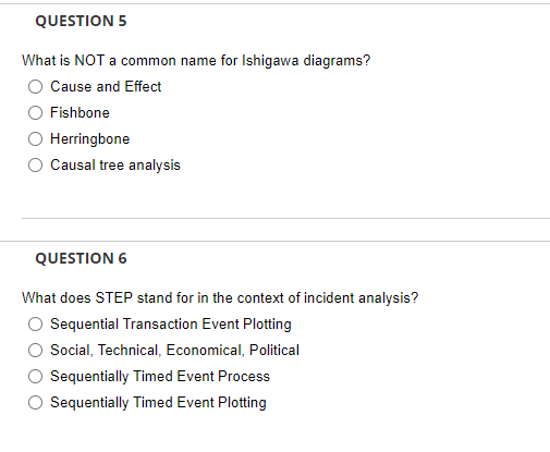 Solved What is NOT a common name for Ishigawa diagrams? | Chegg.com