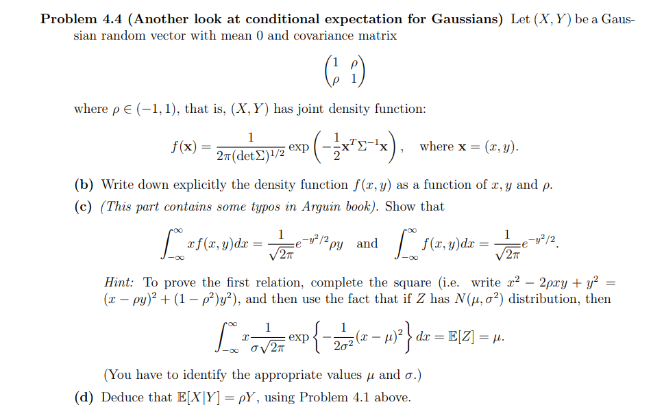 Solved Problem 4.1 (Conditional expectation of continuous | Chegg.com