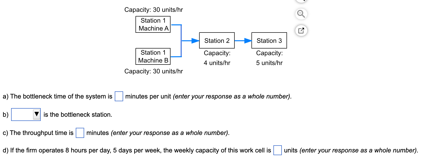 Solved The three-station work cell illustrated in the figure | Chegg.com