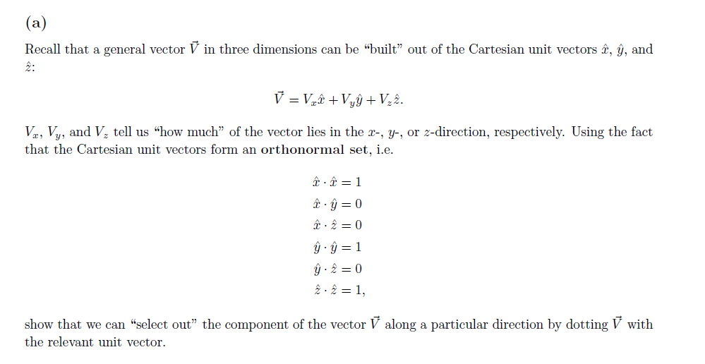 Solved (a) Recall that a general vector / in three | Chegg.com