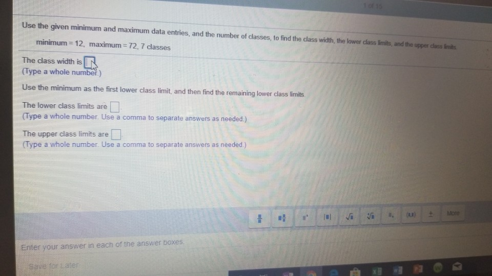 Solved Use the given minimum and maximum data entries, and | Chegg.com