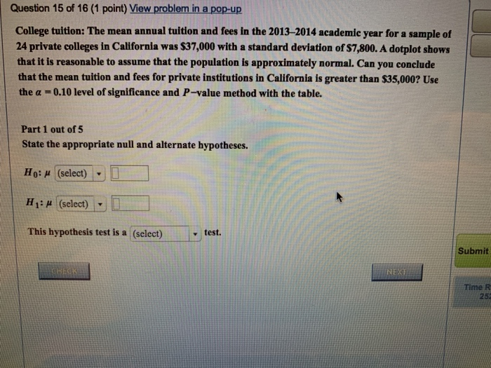 Solved Question 15 of 16 (1 point) View problem in a pop-up | Chegg.com