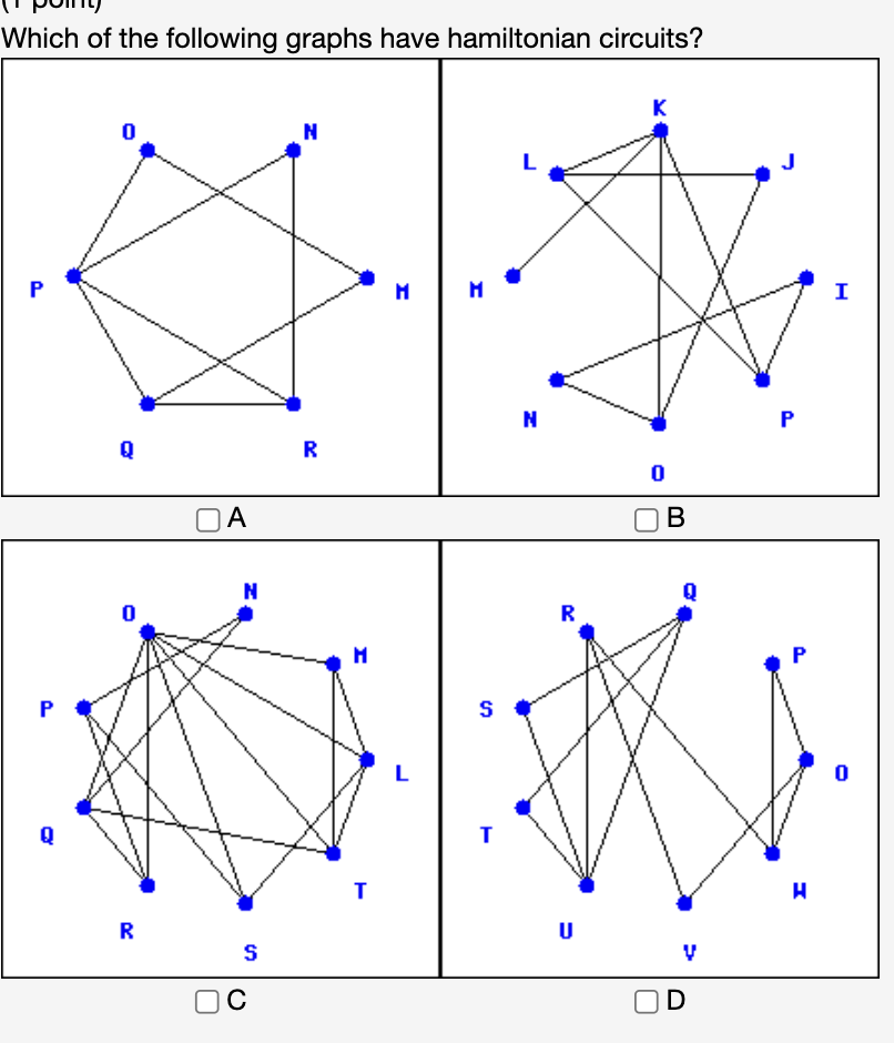 Solved Which of the following graphs have hamiltonian | Chegg.com