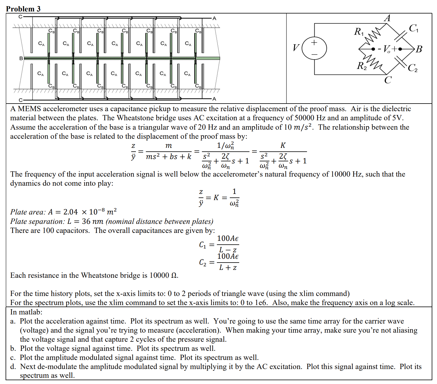 Solved Problem 3 A MEMS accelerometer uses a capacitance | Chegg.com