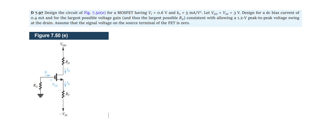 Solved D 7.97 Design the circuit of Fig. 7.50(e) for a | Chegg.com