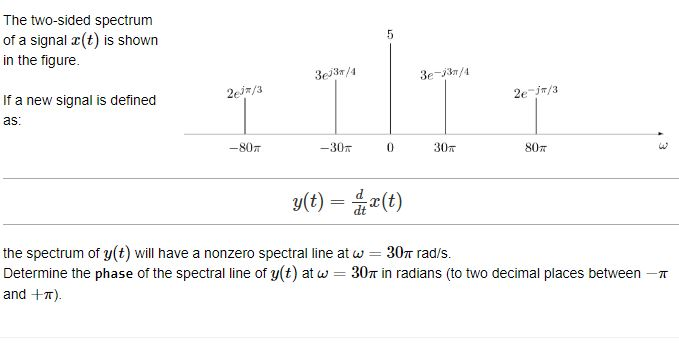 Solved 5 The two-sided spectrum of a signal r(t) is shown in | Chegg.com