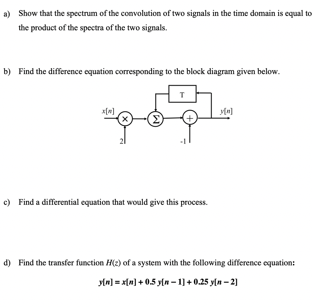 Solved a) Show that the spectrum of the convolution of two | Chegg.com