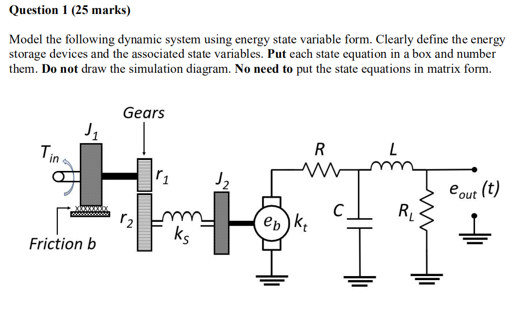 Solved Model the following dynamic system using energy state | Chegg.com