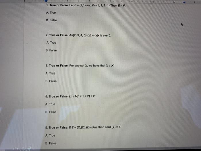 Solved 1. True or False: Let E - (2.1) and F= (1, 2, 2, 1). | Chegg.com