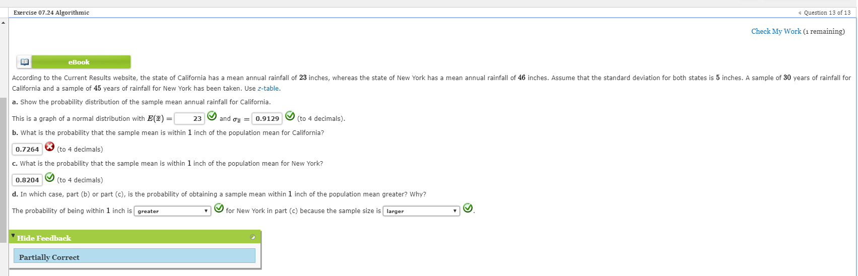Solved Exercise 07.24 Algorithmic Question 13 of 13 Check My | Chegg.com