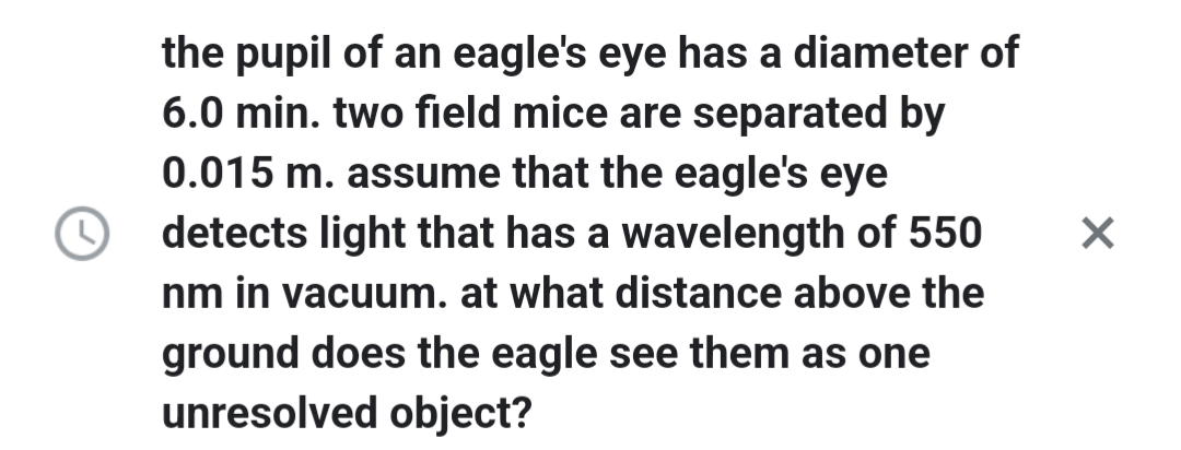 Solved the pupil of an eagle's eye has a diameter of 6.0 | Chegg.com