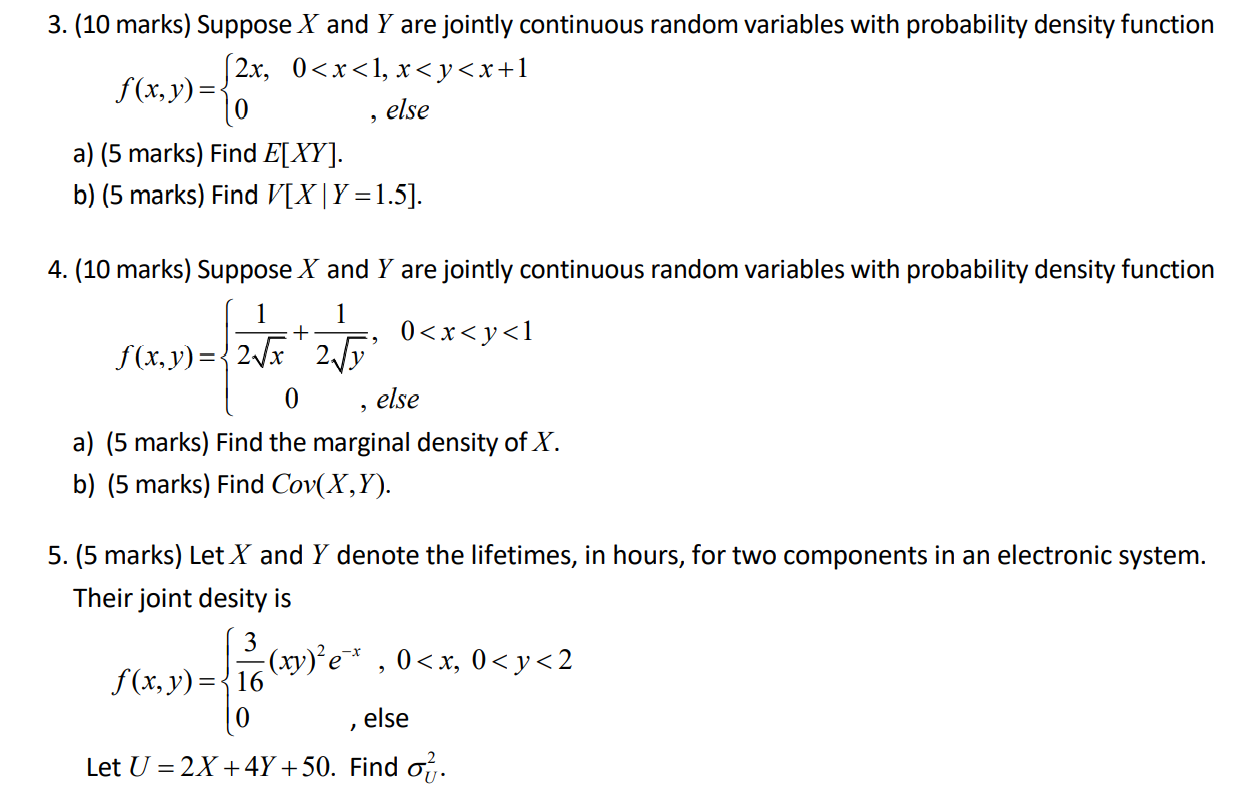 Solved 3. (10 marks) Suppose X and Y are jointly continuous | Chegg.com