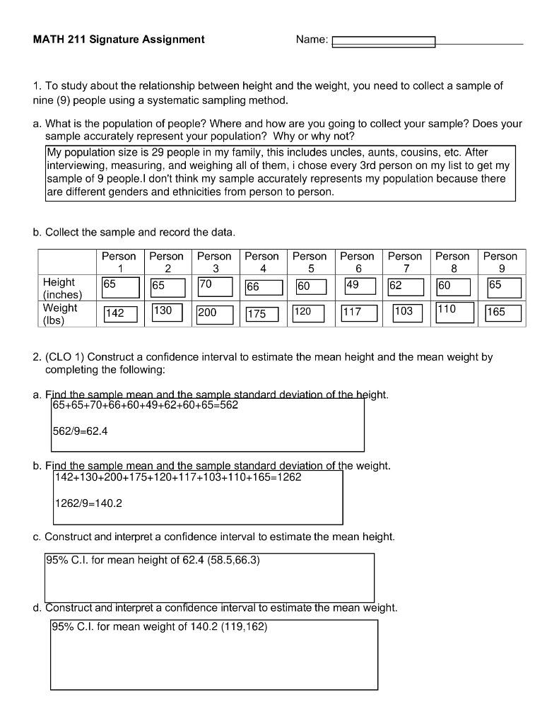 Solved MATH 211 Signature Assignment Name: 1. To study about | Chegg.com
