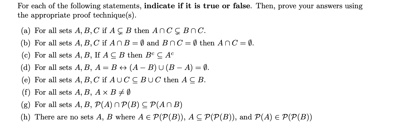 Solved For each of the following statements, indicate if it | Chegg.com