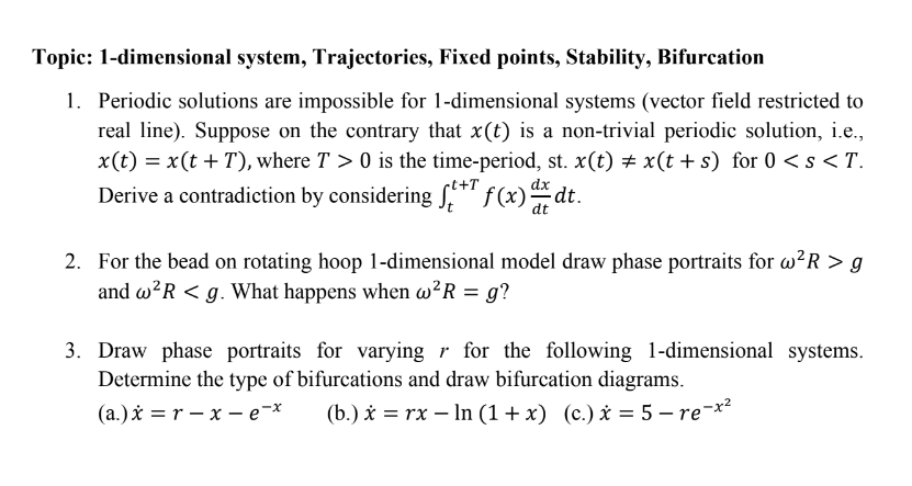 Solved Topic: 1-dimensional system, Trajectories, Fixed | Chegg.com