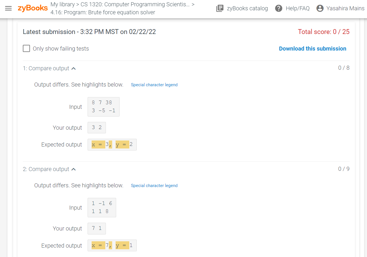 Solved = zyBooks My library > CS 1320: Computer Programming | Chegg.com