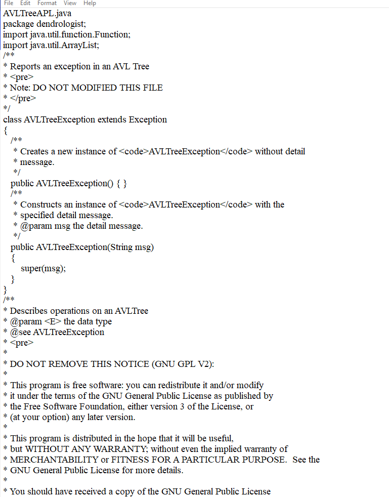 Solved File Edit Format View Help AVLTreeAPL.java package | Chegg.com