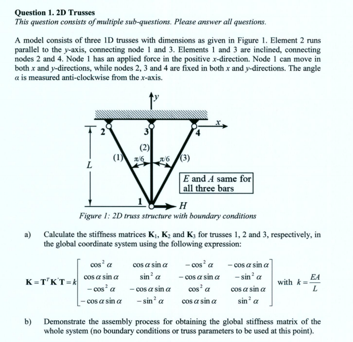 Solved Question 1. 2D Trusses This question consists of | Chegg.com
