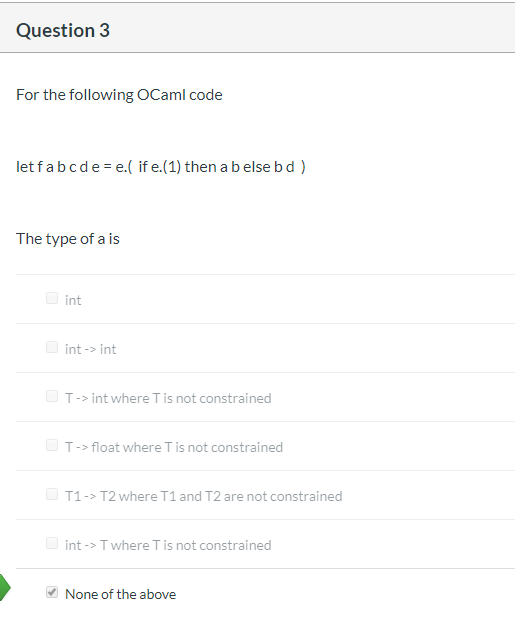 Solved Question 3 For the following OCaml code let fabcde = | Chegg.com