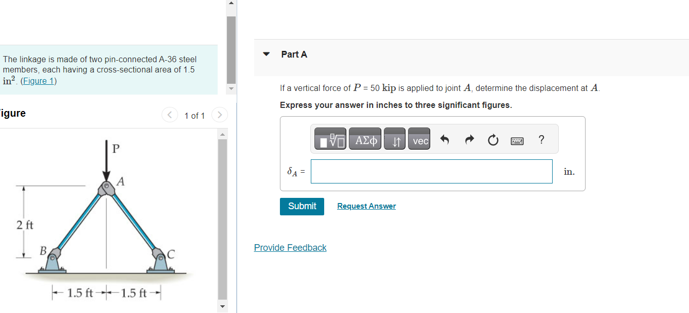 Solved The linkage is made of two pin-connected A-36 steel | Chegg.com