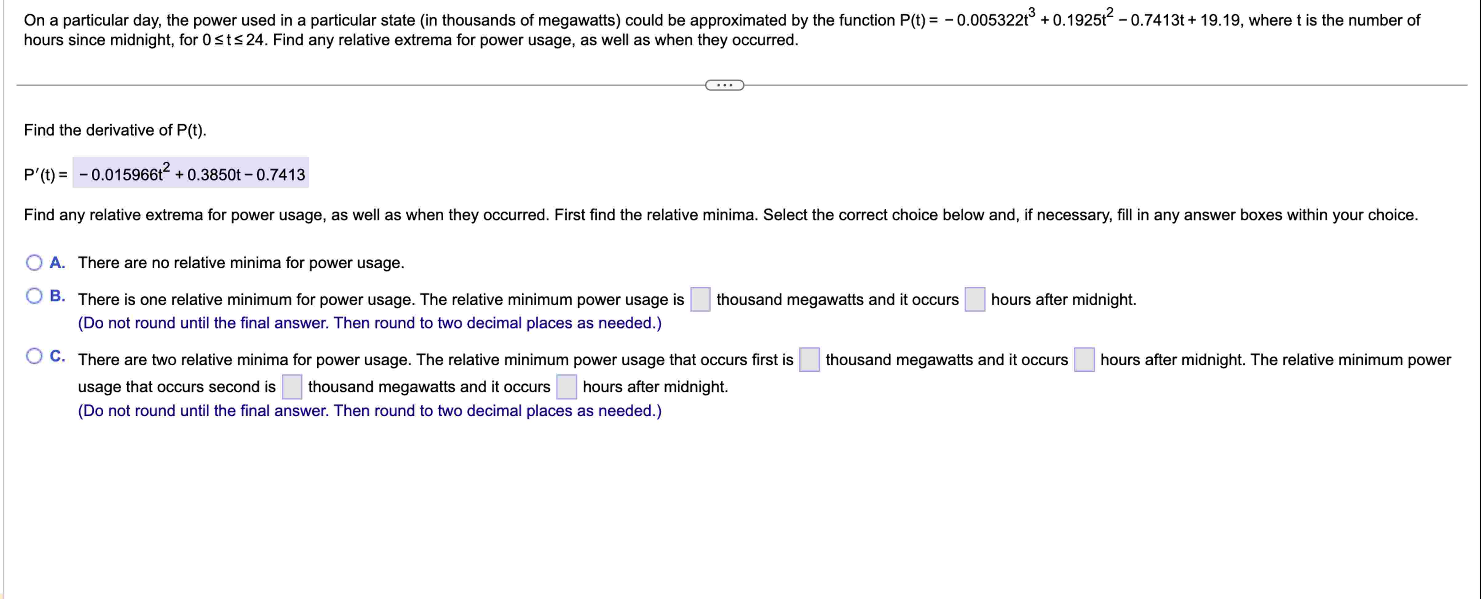 Solved hours since midnight, for 0≤t≤24. ﻿Find any relative | Chegg.com