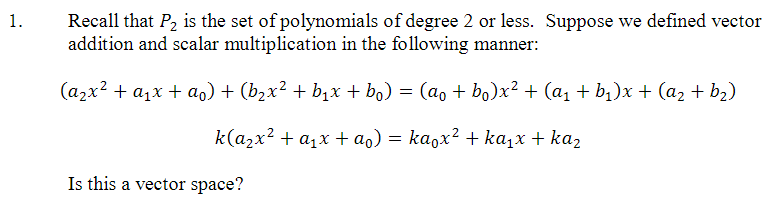Solved Recall that P2 is the set of polynomials of degree 2 | Chegg.com