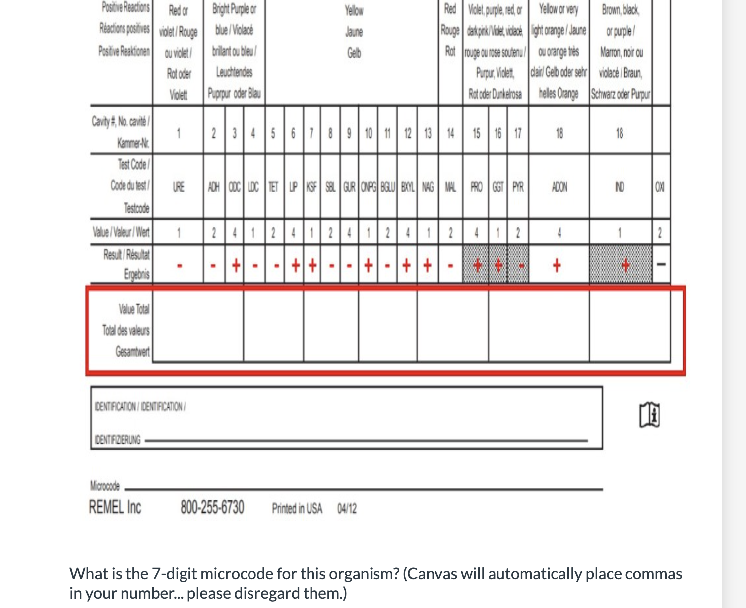 Solved What is the 7-digit microcode for this organism? | Chegg.com