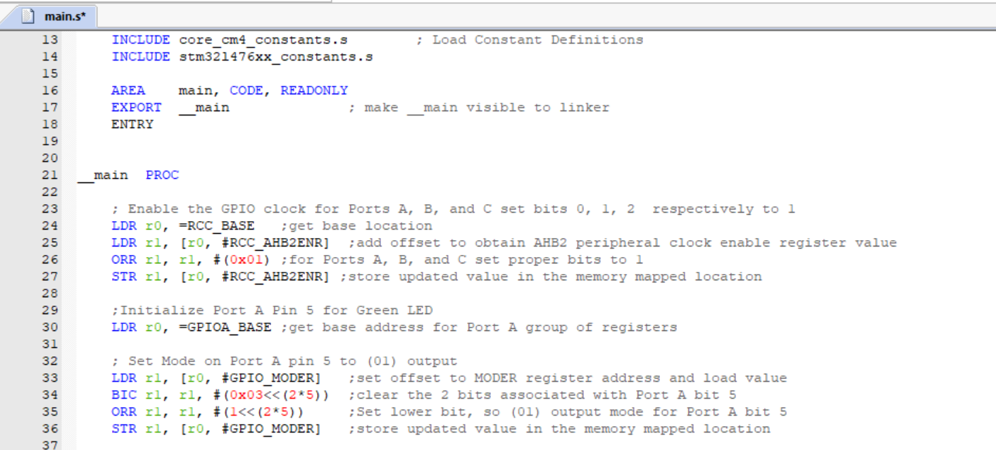 Solved STR r1,[r0, \#GPIO_OTYPER] ; Initialize Port C Pin 13 | Chegg.com