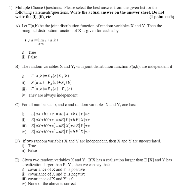 Solved 1) Multiple Choice Questions: Please select the best | Chegg.com