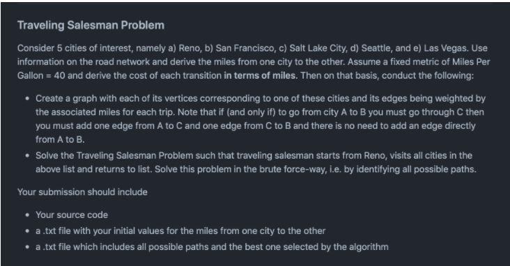 Solved Traveling Salesman Problem Consider 5 cities of | Chegg.com