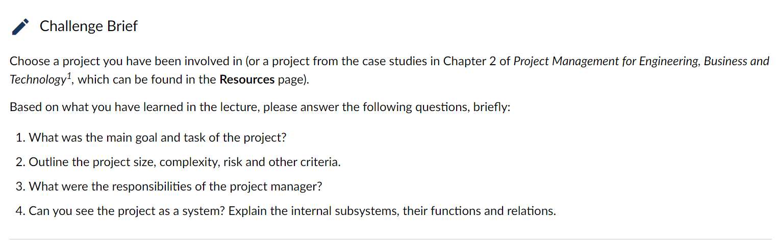 Solved Challenge BriefChoose a project you have been | Chegg.com
