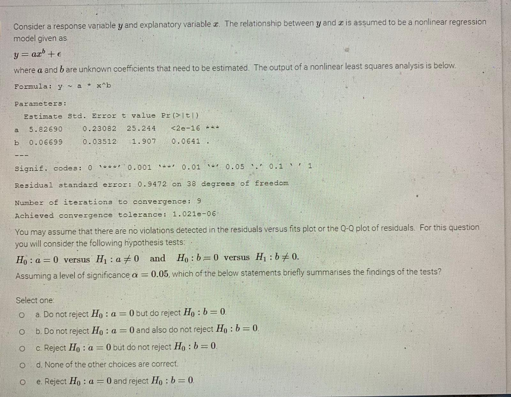 Solved Consider a response variable y and explanatory | Chegg.com