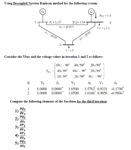 Solved Using Decoupled Newton Raphson method for the | Chegg.com