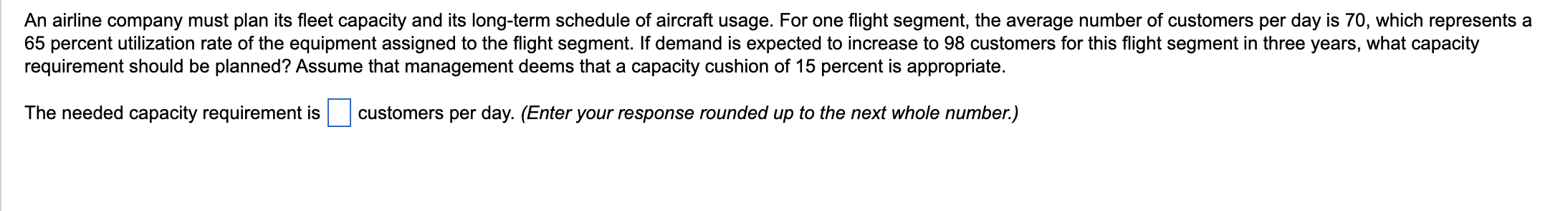 Solved An airline company must plan its fleet capacity and | Chegg.com