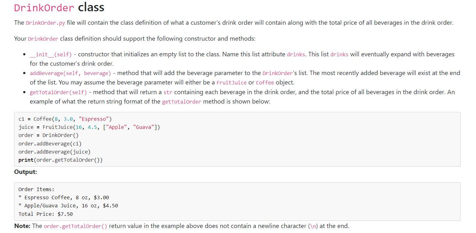 You will need to create five files: - Beverage.py - | Chegg.com