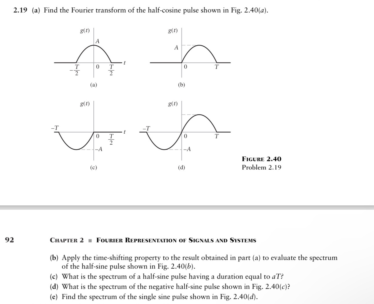 Solved 2.19 (a) Find the Fourier transform of the | Chegg.com