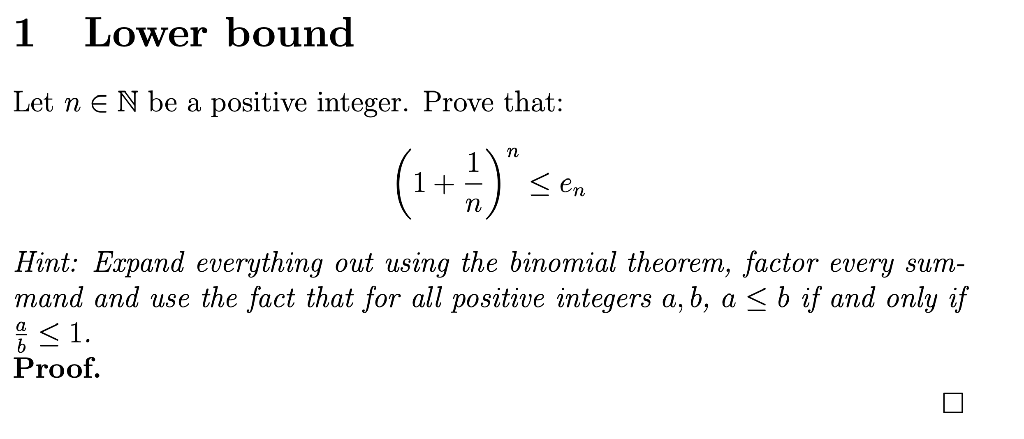 Solved Let n ∈ N be a positive integer. Prove that: 1 + 1 n | Chegg.com