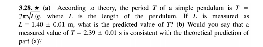 Solved 3.28. ⋆ (a) According to theory, the period T of a | Chegg.com