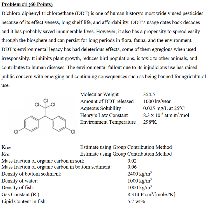 Solved Dichloro-diphenyl-trichloroethane (DDT) ﻿is one of | Chegg.com