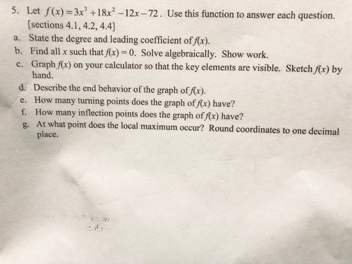 Solved f(x) = 3x3 + 18x2-12x-72. Use this function to answer | Chegg.com