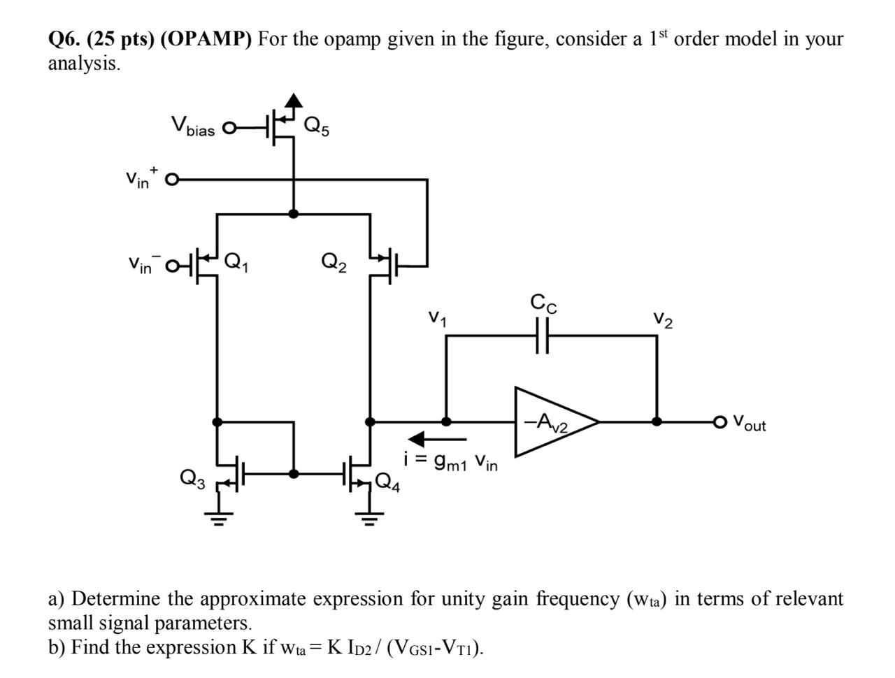 Solved Q6. (25 pts) (OPAMP) ﻿For the opamp given in ﻿the | Chegg.com