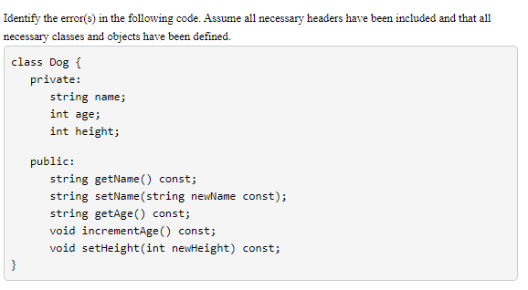 Solved Identify the error(s) in the following code. Assume | Chegg.com