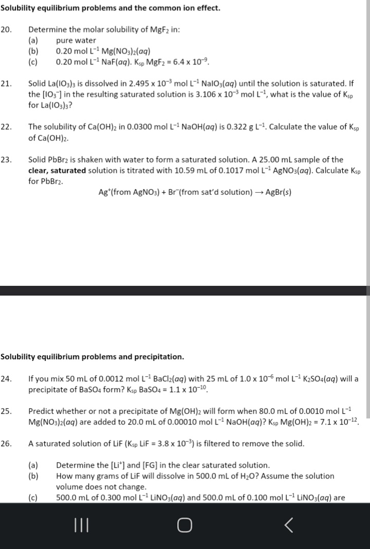 Solved Solubility equilibrium problems and pH. 31. | Chegg.com