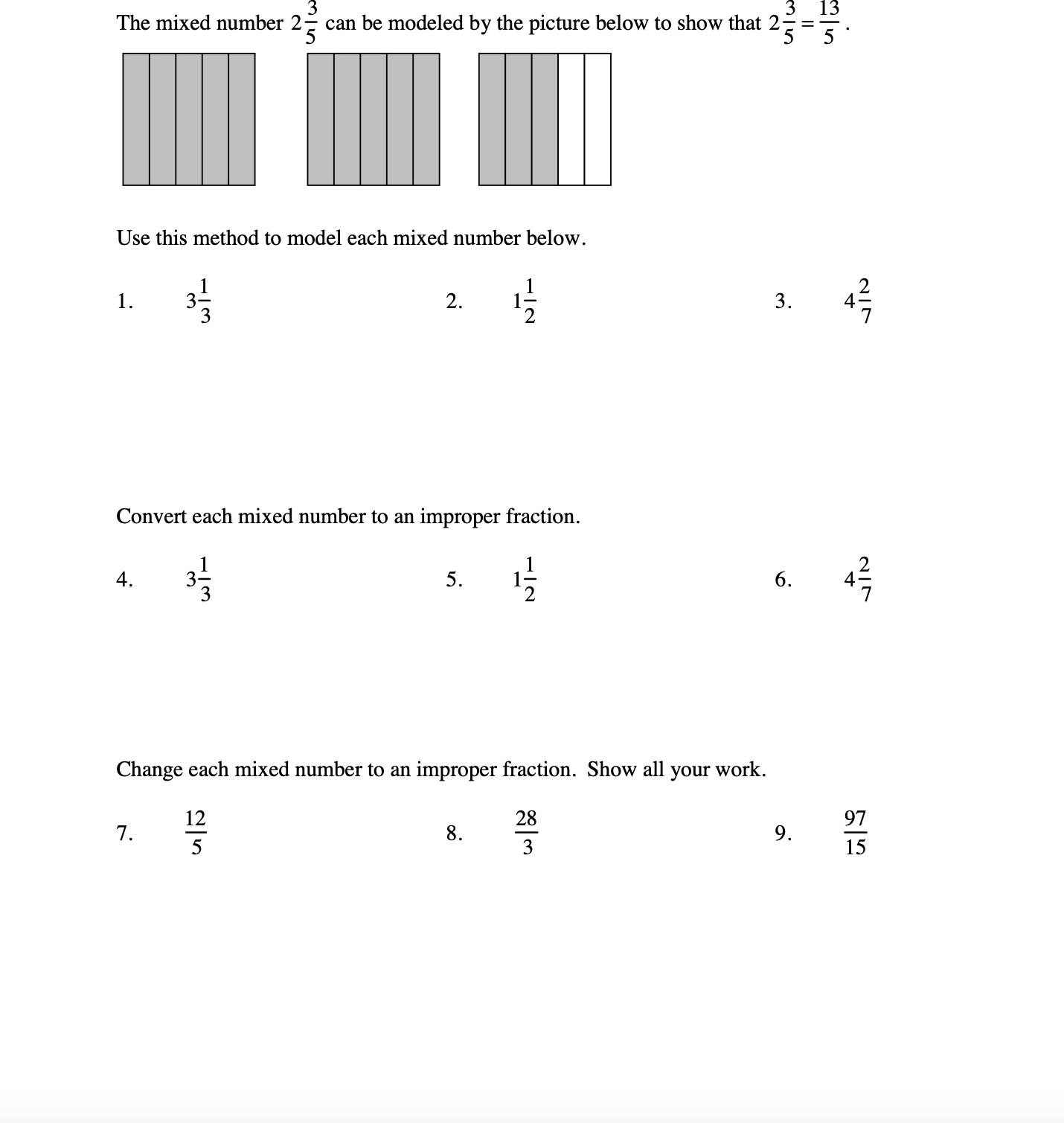 Solved The mixed number 235 ﻿can be modeled by the picture | Chegg.com