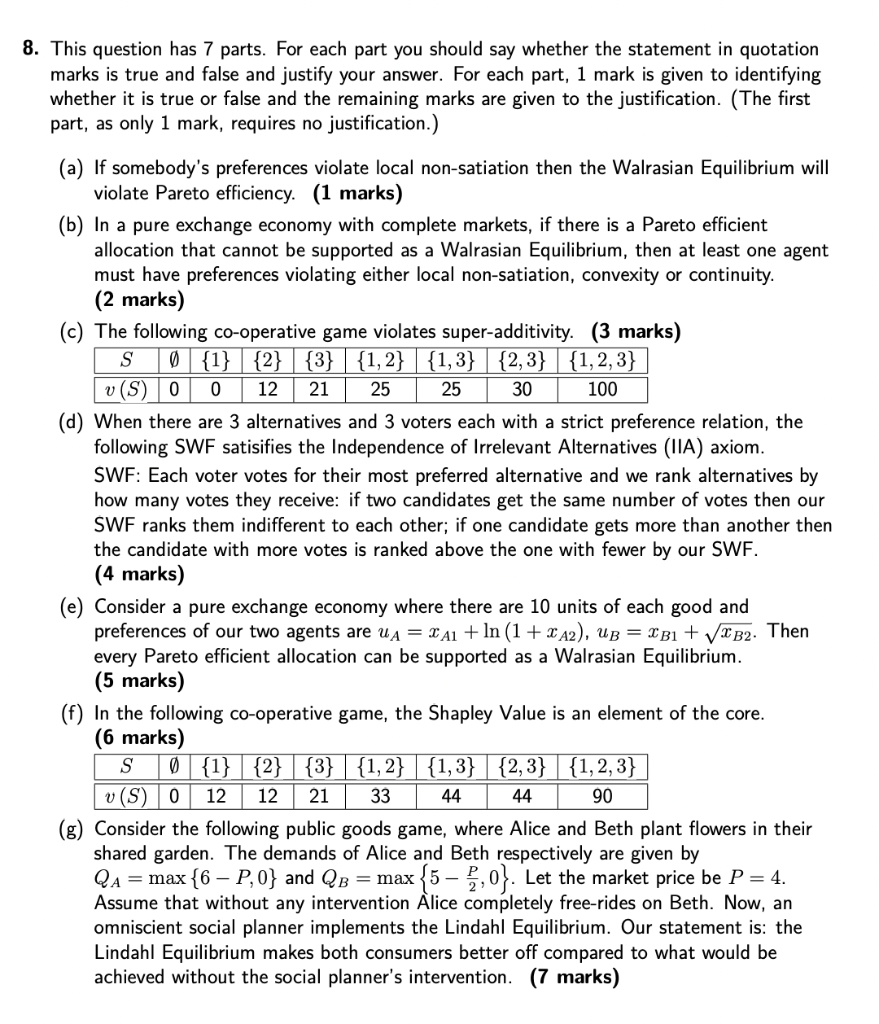 8. This question has 7 parts. For each part you | Chegg.com